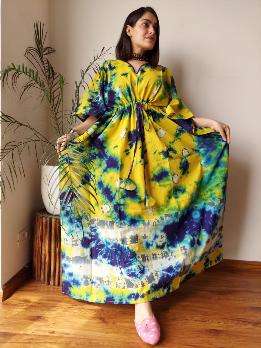 Hand Printed Cotton Kaftan Dresses – Allure Shopping
